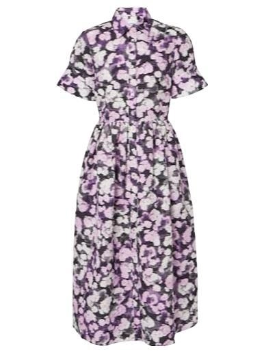 Erdem Floral Shirt Dress - Gray