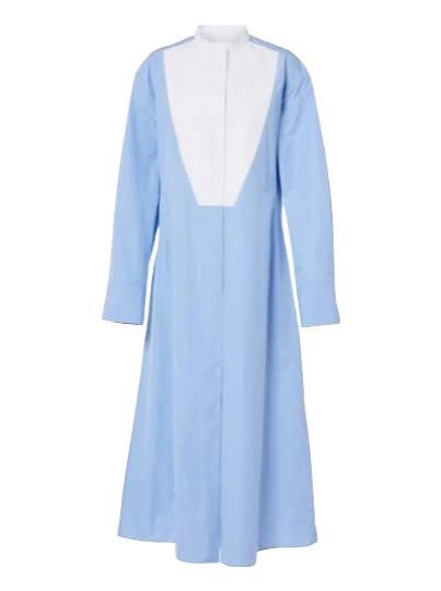 JIL SANDER Pinstripe Cotton Shirt Dress - Blue