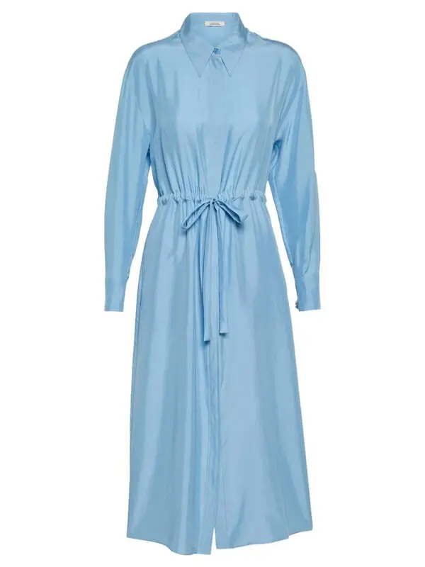 Dorothee Schumacher Long-sleeved Midi Dress With Elasticated Waist - Blue