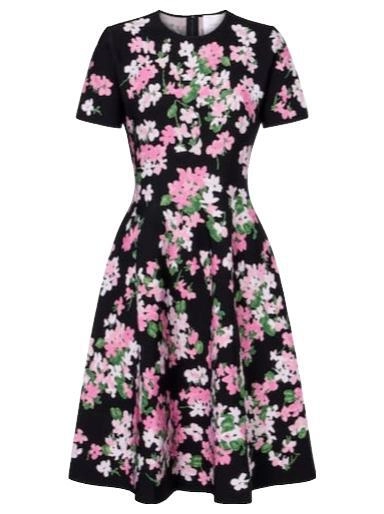 Carolina Herrera Floral Print Mini Dress - Black