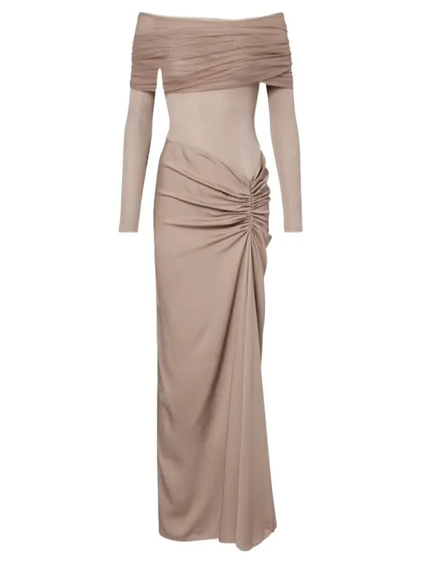 Christopher Esber Sonora Off-shoulder Jersey Gown - Nude