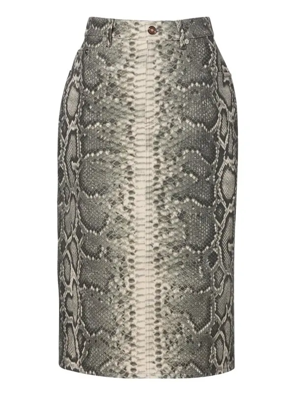 Gabriela Hearst Adelaide Snake-print Cotton Midi Skirt - Gray