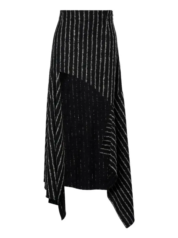 MUGLER Asymmetrical Stripe Maxi Skirt - Black