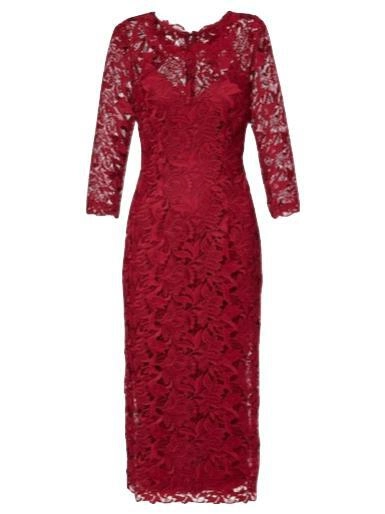 Carolina Herrera Lace Midi Dress - Red