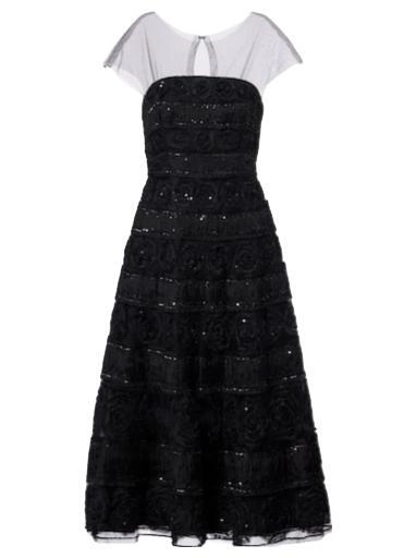 Carolina Herrera Floral Appliqué Sequined Midi Gown - Black