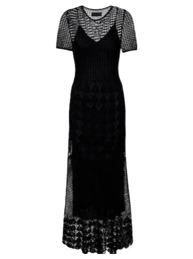 NILI LOTAN Crochet Knit Maxi Dress - Black