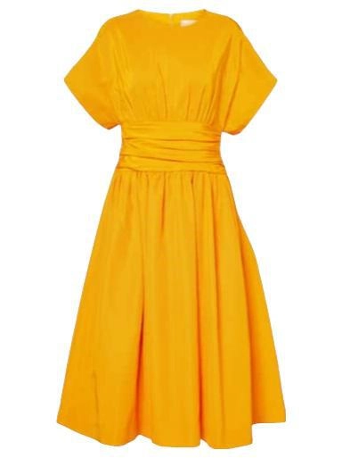 Carolina Herrera Gathered Cotton-blend Cocktail Dress - Orange
