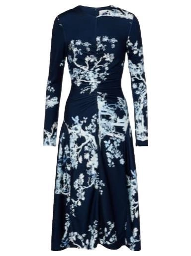 Erdem Floral Gathered Midi Dress - Black