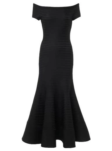 Carolina Herrera Off-the-shoulder Striped Maxi Dress - Black