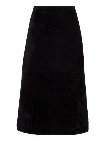 YVES SALOMON Shearling Maxi Skirt - Black