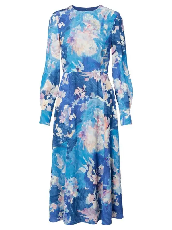 Erdem Floral Satin Cocktail Dress - Blue