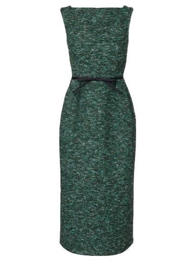 Erdem Fitted Sleeveless Tweed Midi Dress With Bow Detail - Green