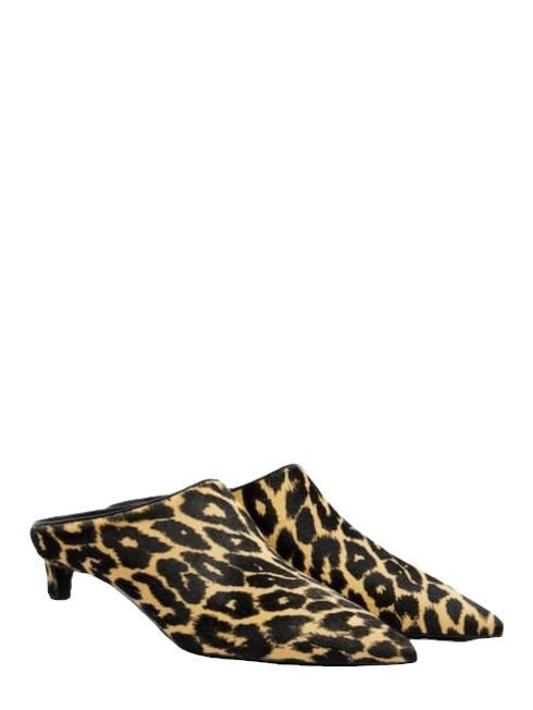 JIL SANDER Pointed Calf Hair Mules With Leopard Print - Black