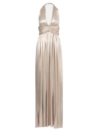 Giambattista Valli Halterneck Pleated Lamé Jersey Gown - Nude