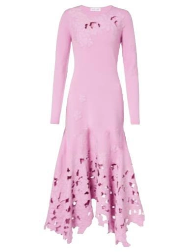 Oscar De La Renta Embroidered Floral Midi Dress - Pink