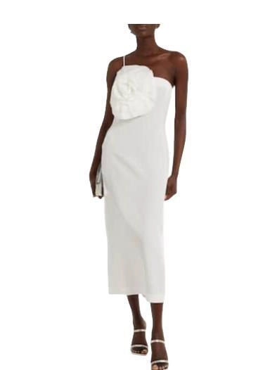 Blumarine Floral Embroidered Midi Dress - White