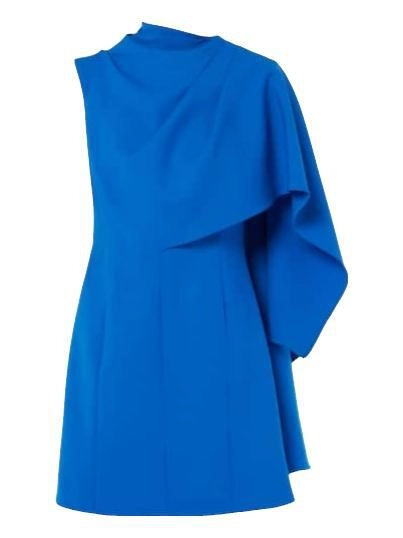 Oscar De La Renta Caped Wool-blend Mini Dress - Blue