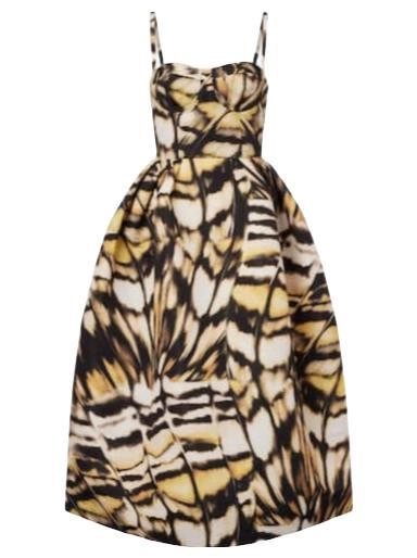 Oscar De La Renta Printed Faille Cocktail Dress - Nude