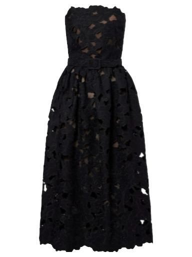 Oscar De La Renta Lace Bustier Midi Dress - Black