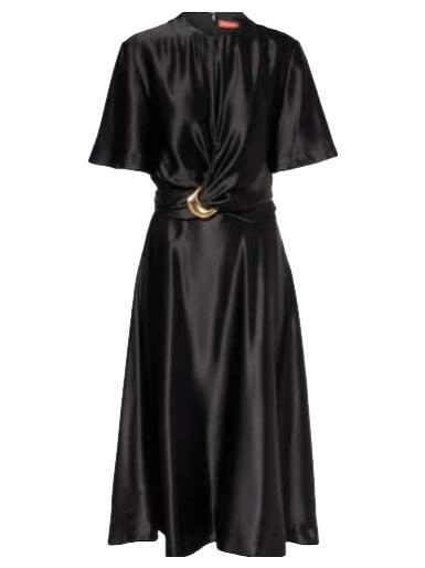 Altuzarra Honey Belted Silk Satin Midi Dress - Black
