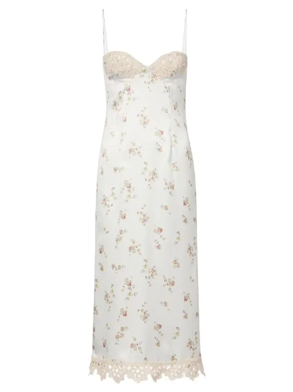 Magda Butrym Floral Crochet-trimmed Silk Slip Dress - Cream