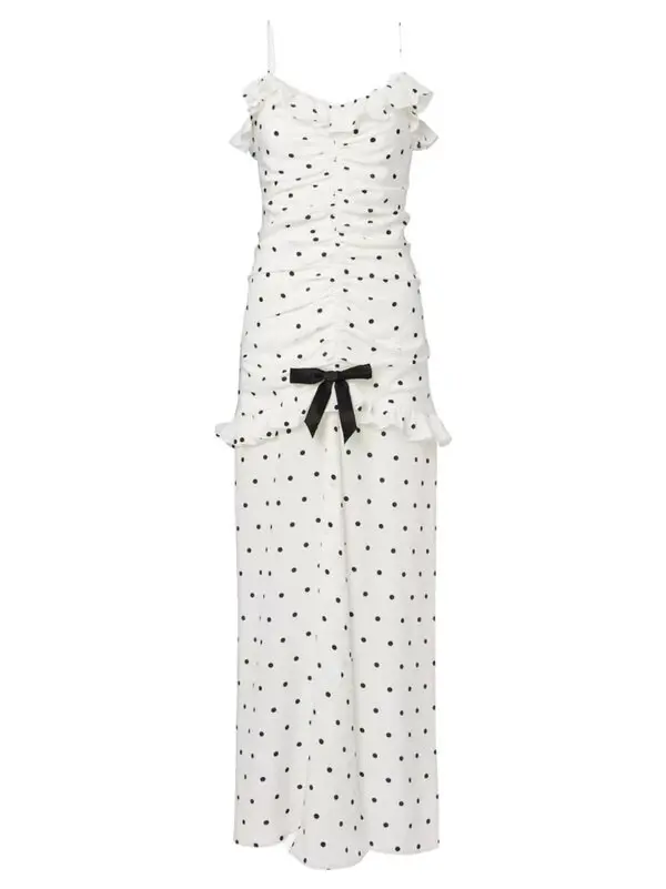 Alessandra Rich Polka-dot Silk Maxi Dress - White/navy