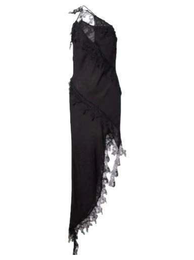 Blumarine Asymmetrical Lace-trimmed Midi Dress - Black