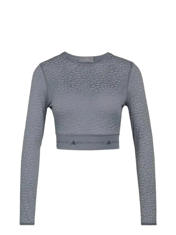 Adidas By Stella McCartney Cropped Mesh Performance Top - Grey