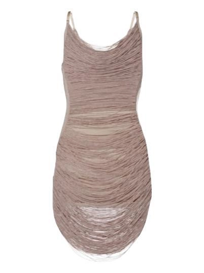 Attico Embellished Fringe Mini Dress - Nude