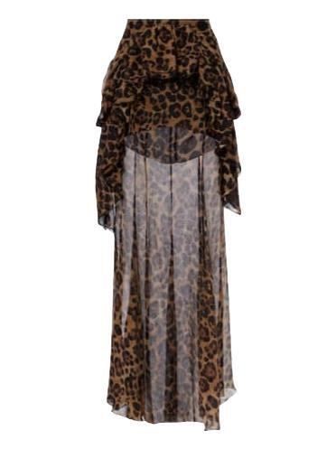 Blumarine Leopard-print Silk Crepon Maxi Skirt - Black