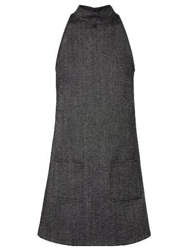 COURREGES Sleeveless A-line Mini Dress With Patch Pockets - Black