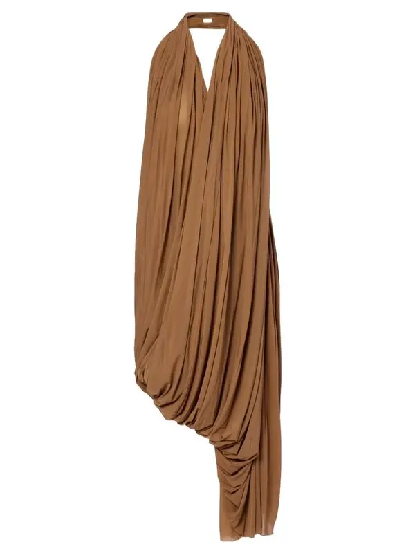 Magda Butrym Draped Halterneck Cocktail Dress - Brown