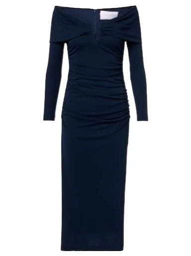 Carolina Herrera Off-shoulder Ruched Midi Dress - Black