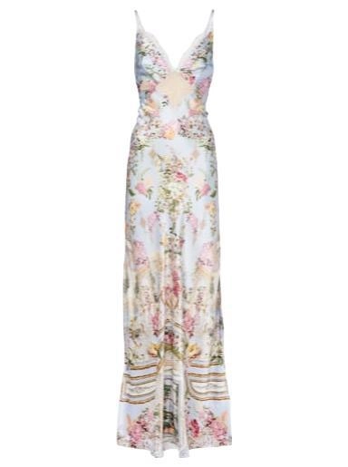 Camilla Tiled In Time Lace-trimmed Silk Maxi Dress - Nude