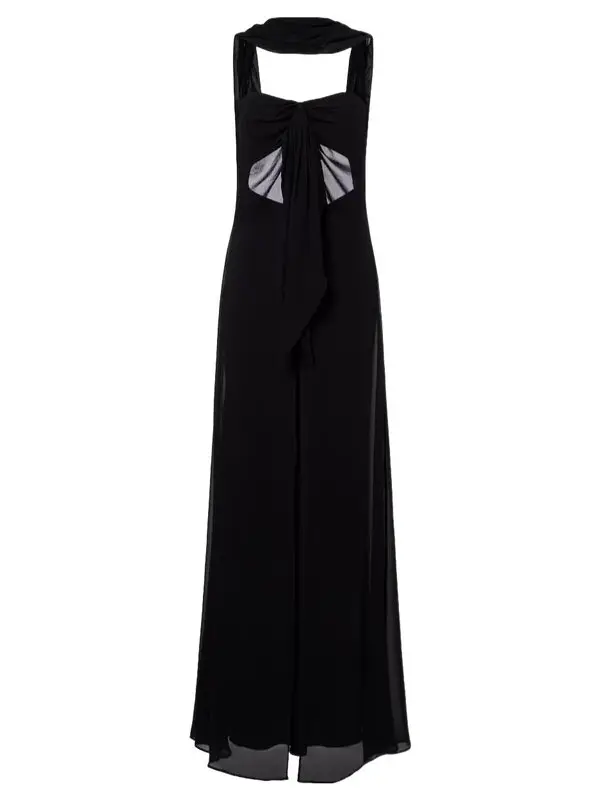 Christopher Esber Silk Draped Gown With Scarf Neck Detail - Black