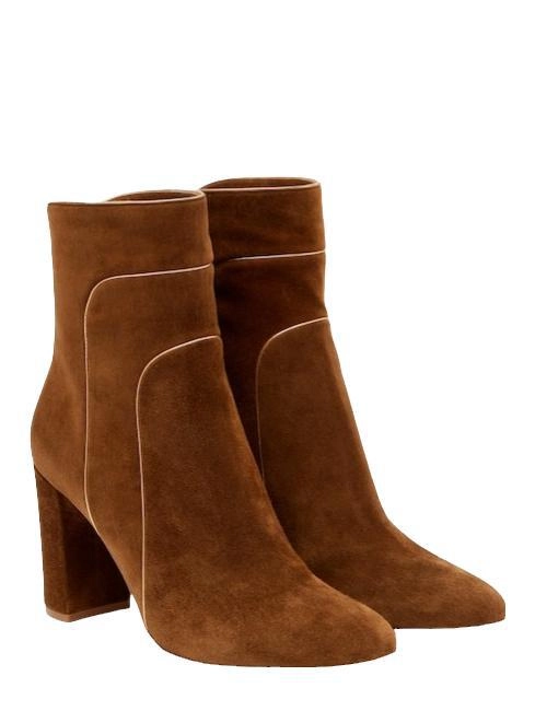 GIANVITO ROSSI Suede Ankle Boots With Chunky Heel - Brown