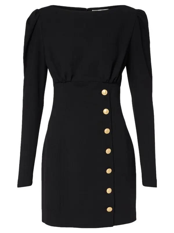 Alessandra Rich Wool-blend Crêpe Mini Dress - Black