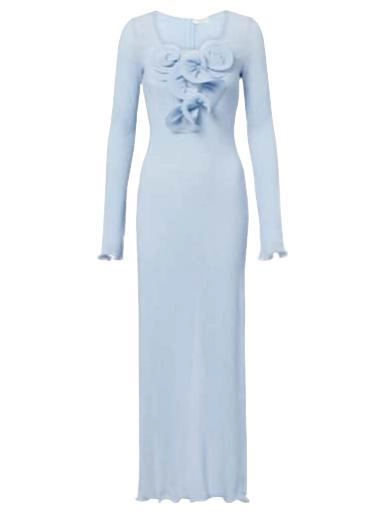 Magda Butrym Floral Embellished Long Sleeve Maxi Dress - Blue