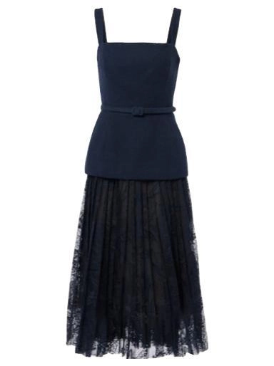 Oscar De La Renta Cotton-blend Tweed And Guipure Maxi Dress - Black