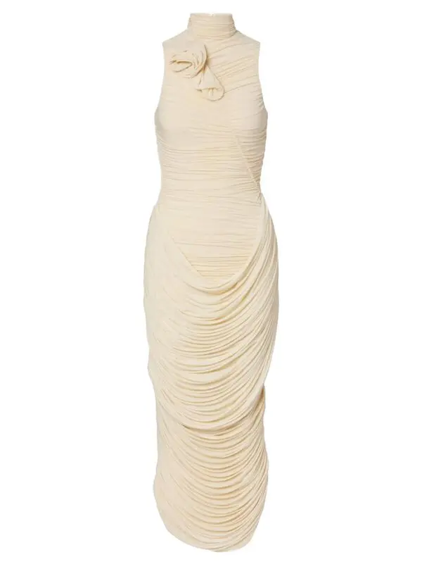 Magda Butrym Sleeveless Floral Appliqué Gown - Beige