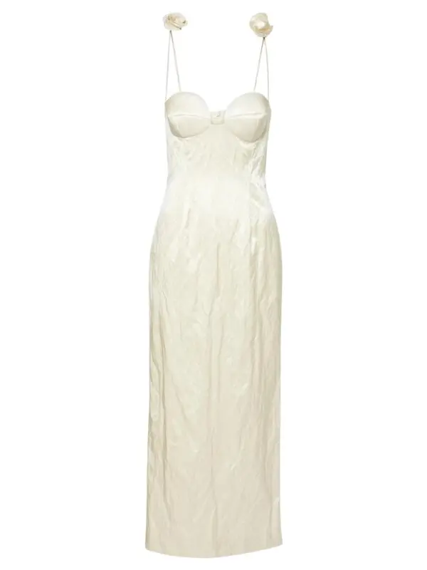 Magda Butrym Floral Appliqué Bustier Maxi Dress - White