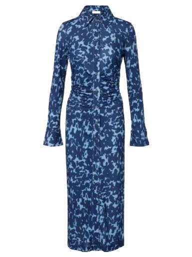 Altuzarra Claudia Printed Ruched Jersey Shirt Dress - Blue