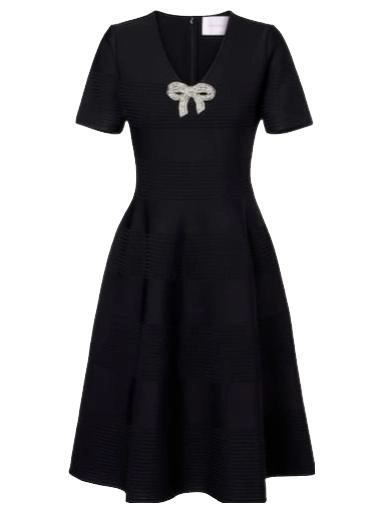 Carolina Herrera Embellished Bow V-neck Mini Dress - Black