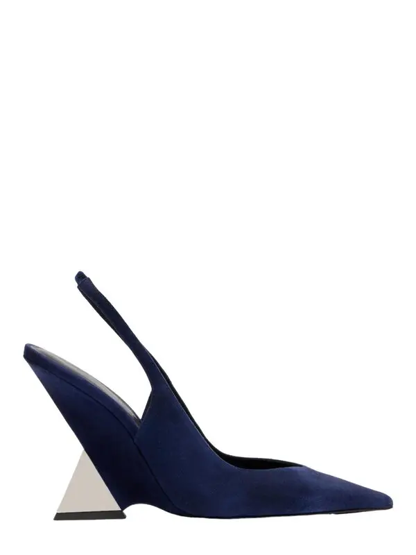 Attico Cheope 105 Suede Slingback High-heeled Sandals With Metal Heel - Black
