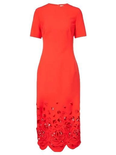 Oscar De La Renta Floral Cutout Wool-blend Cocktail Dress - Orange
