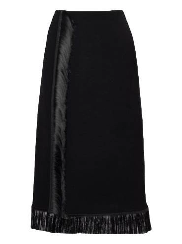 JIL SANDER Fringed Midi Skirt - Black