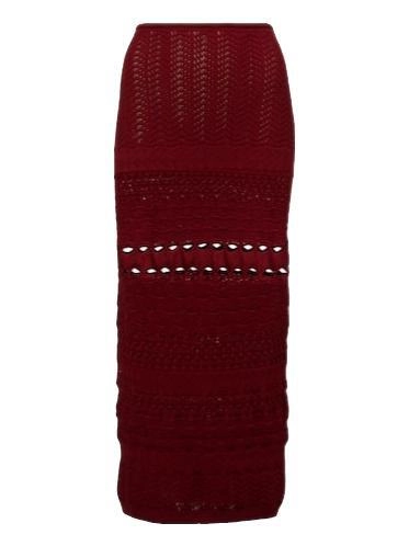 Elie Saab Cut-out Knitted Midi Skirt - Brown