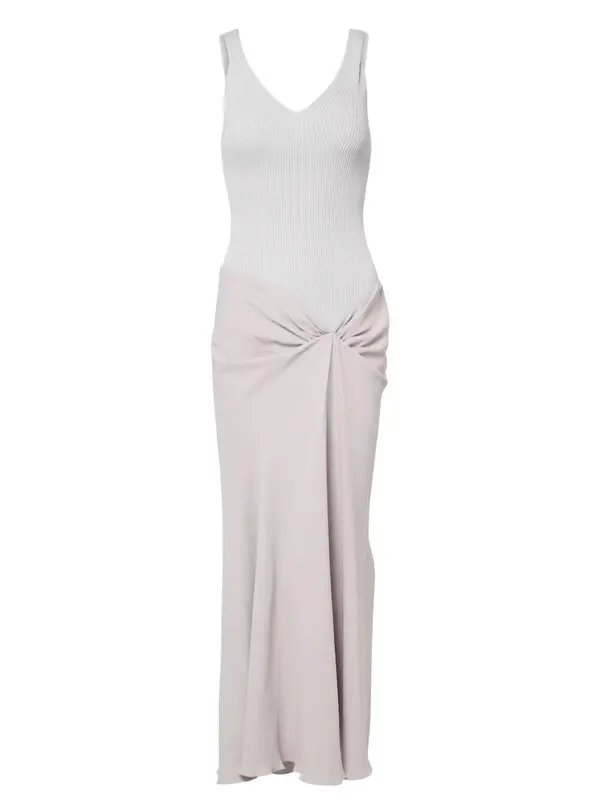 Victoria Beckham Knitted Crepe Maxi Dress - Grey
