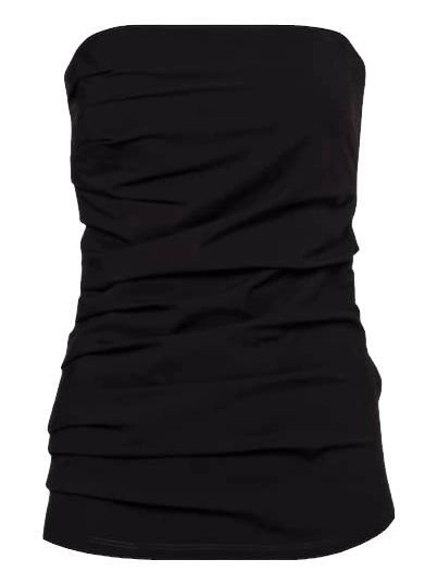 Proenza Schouler Lena Strapless Gathered Cotton-blend Top - Black
