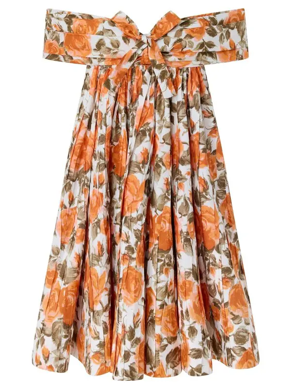Chloé Off-the-shoulder Floral Print Mini Babydoll Dress - Multicolor